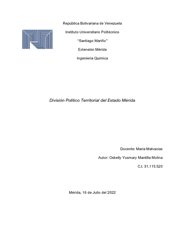 División Político Territorial Del Estado Mérida | PDF