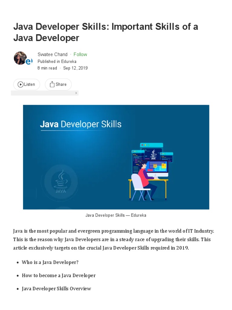 Java Developer Skills - Important Skills of A Java Developer - by Swatee Chand - Edureka ...