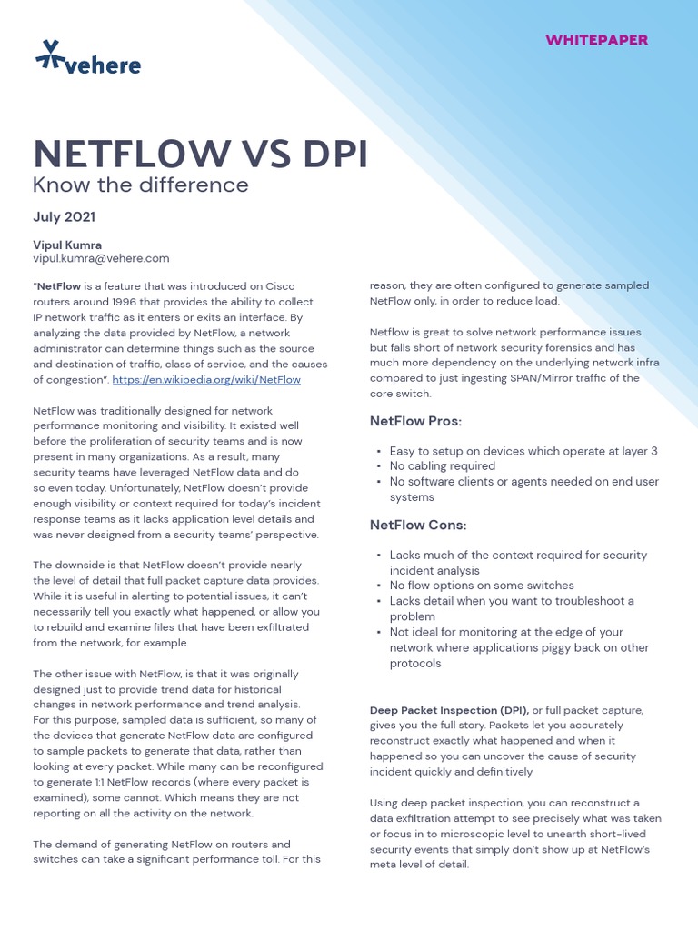 Whitepaper-NETFLOW-VS-DPI | PDF | Computer Network | Information And Communications Technology