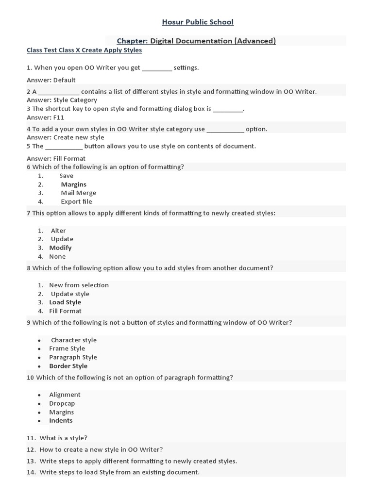 Digital Documentation (Advanced) Questions & Answers | PDF | Hyperlink | Microsoft Word