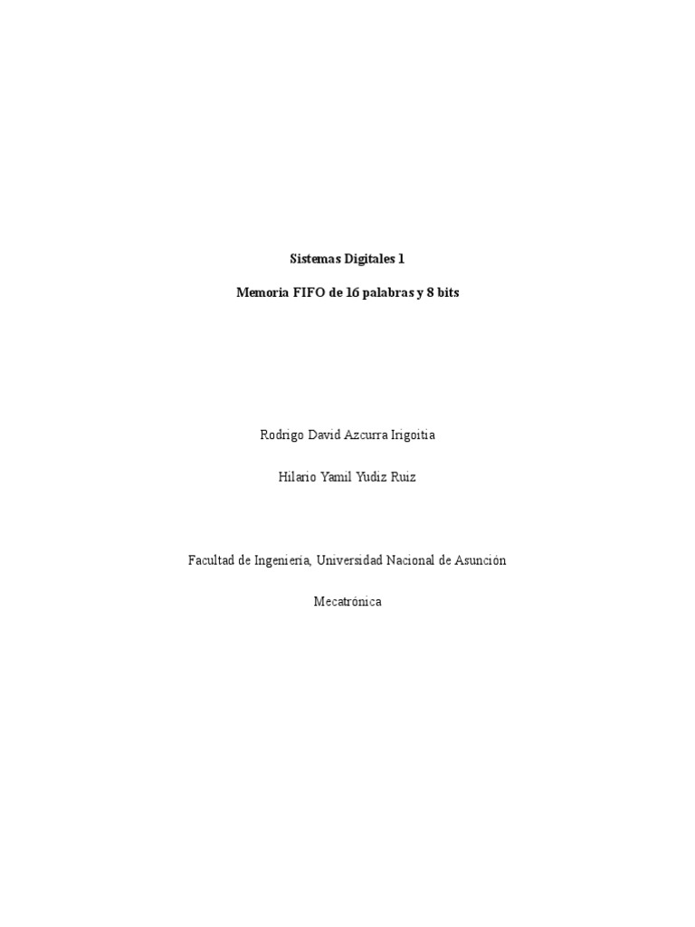Memoria FIFO en VHDL para FPGA | PDF | Almacenamiento de datos de la ...