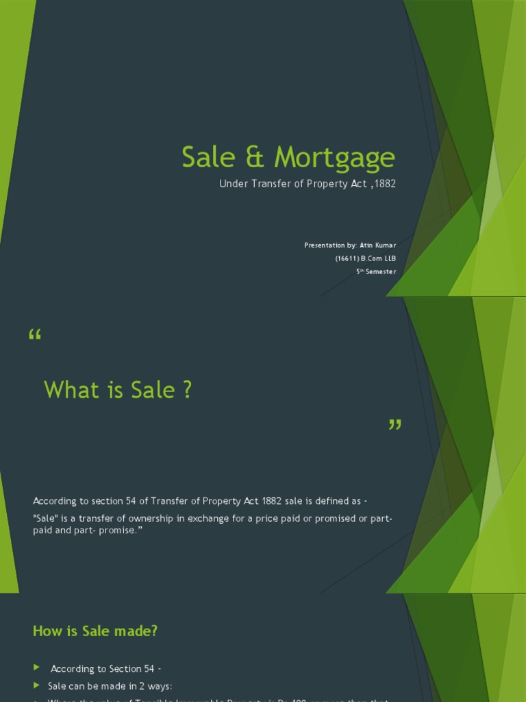 Sale & Mortgage | PDF | Mortgage Law | Sales