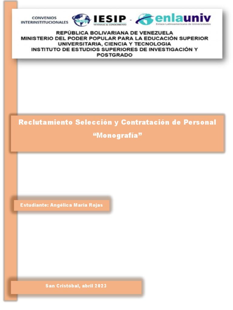 Monografia Sobre Reclutamiento Selección y Contratacion de Personal (Recuperado Automáticamente ...