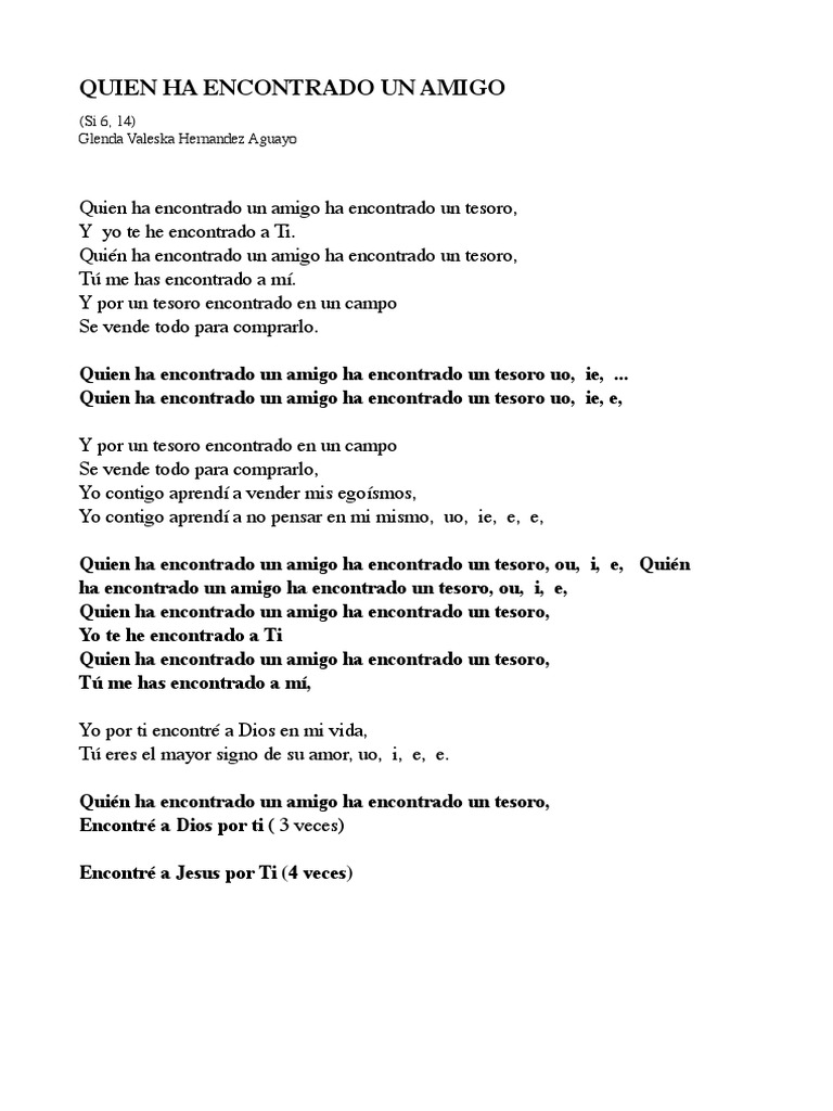 Quien Ha Encontrado Un Amigo | PDF Quien Ha Encontrado Un Amigo | PDF