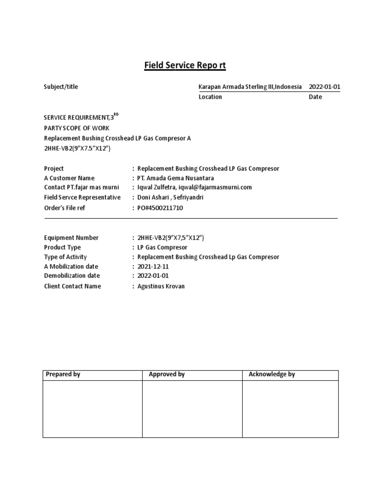 Field Service Report - Final Report | PDF | Piston | Internal ...