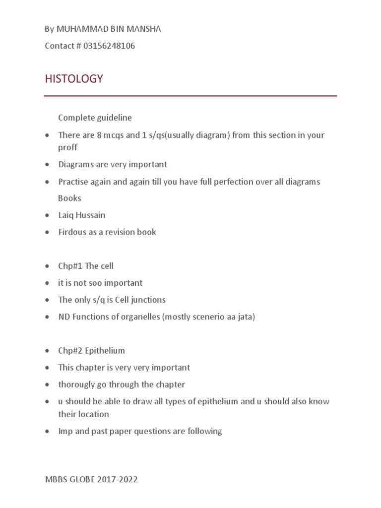 Histology | PDF | Epithelium | Connective Tissue