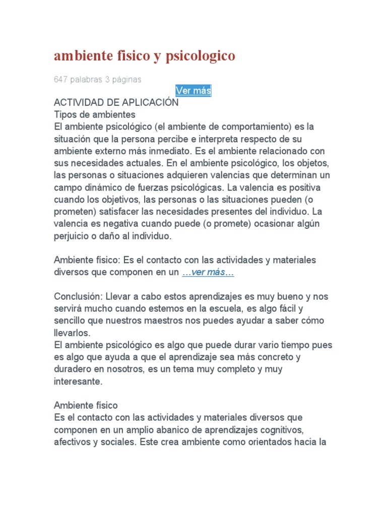 ambiente fisico y psicologico | PDF