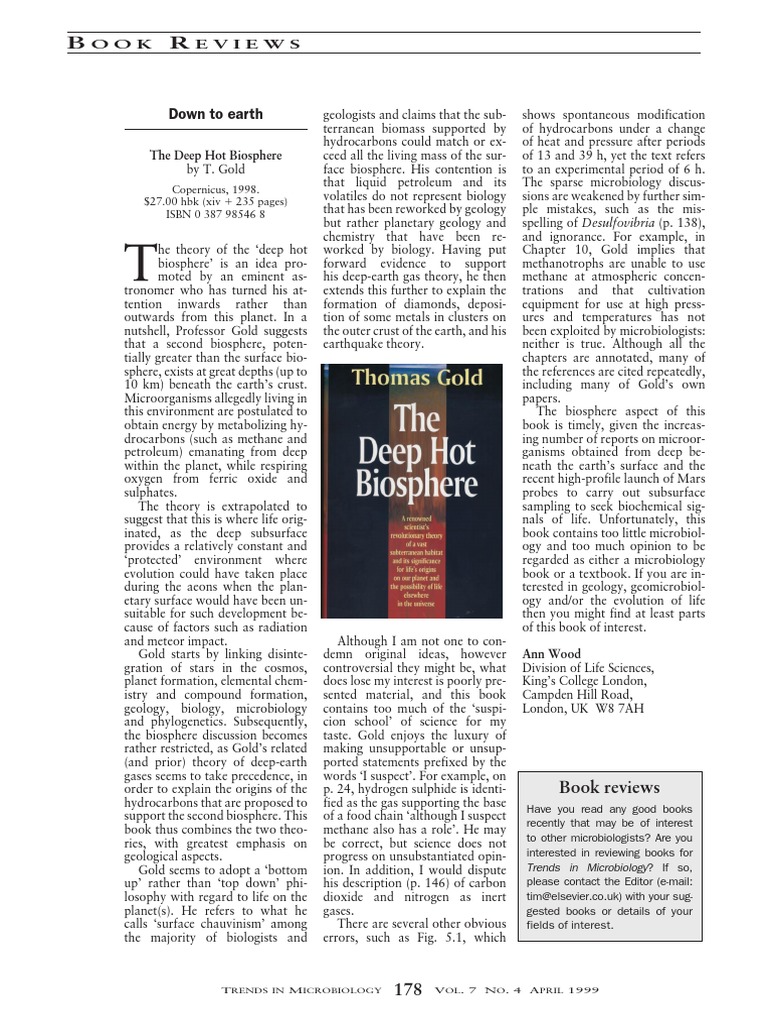 Review of "The Deep Hot Biosphere" | PDF | Earth | Life