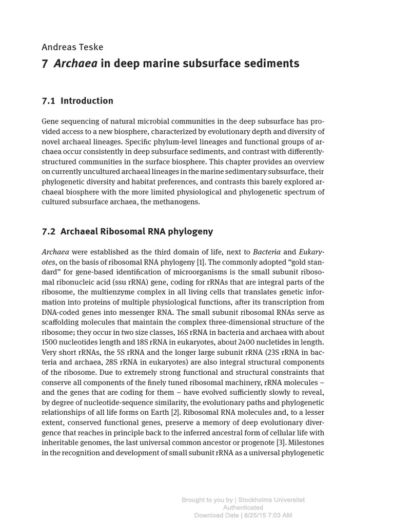 7 Archaea in Deep Marine Subsurface Sediments: Andreas Teske | PDF ...