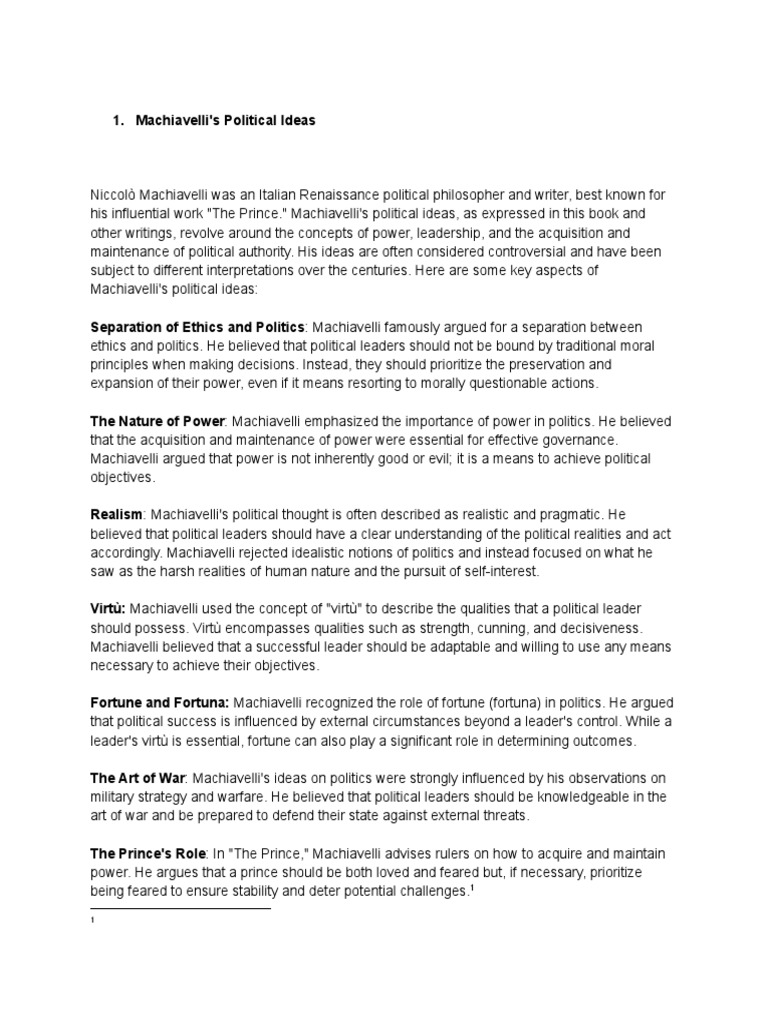 Political Science Project (Machiavelli) | PDF | Niccolò Machiavelli ...