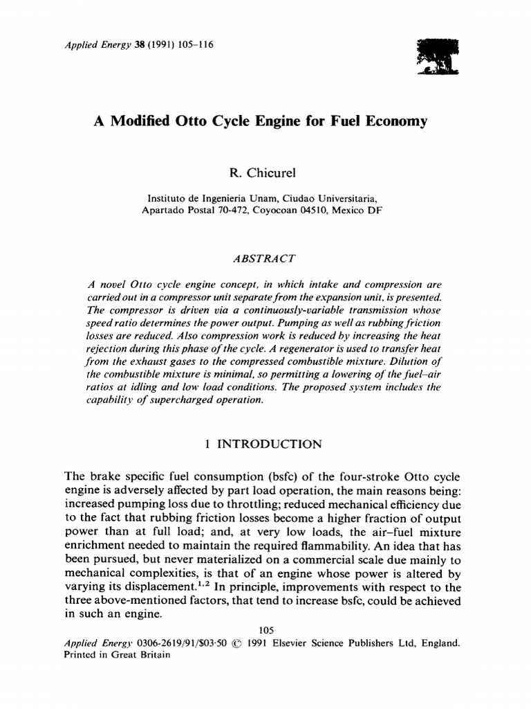 Modified Otto Cycle for Fuel Efficiency | PDF | Internal Combustion ...