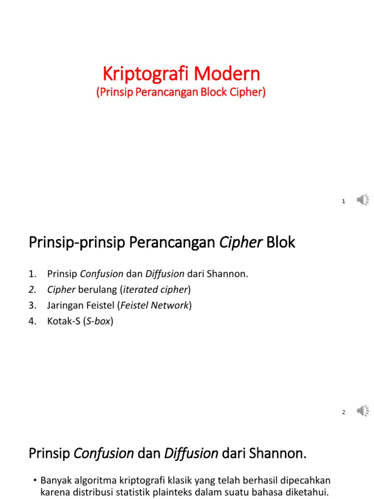Kriptografi Modern (Prinsip Perancangan Block Cipher) 11 | PDF