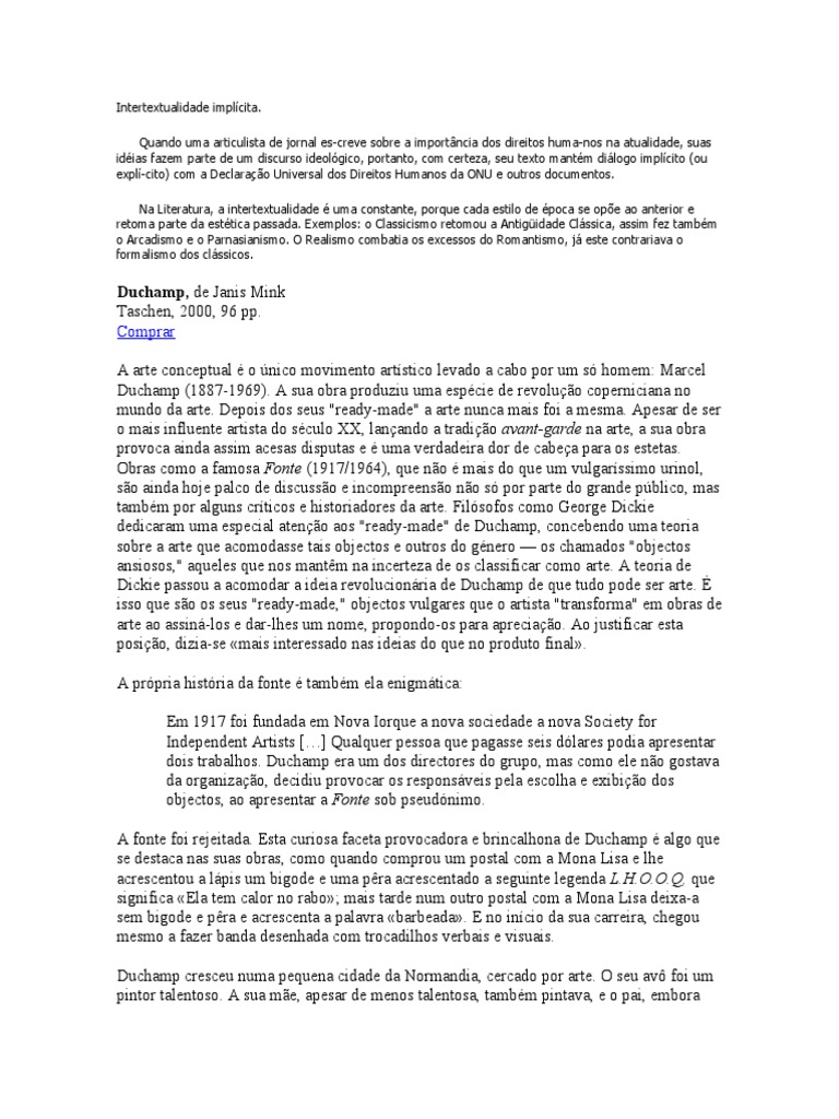 Intertextualidade Implícita na Arte | PDF | Estética | As artes