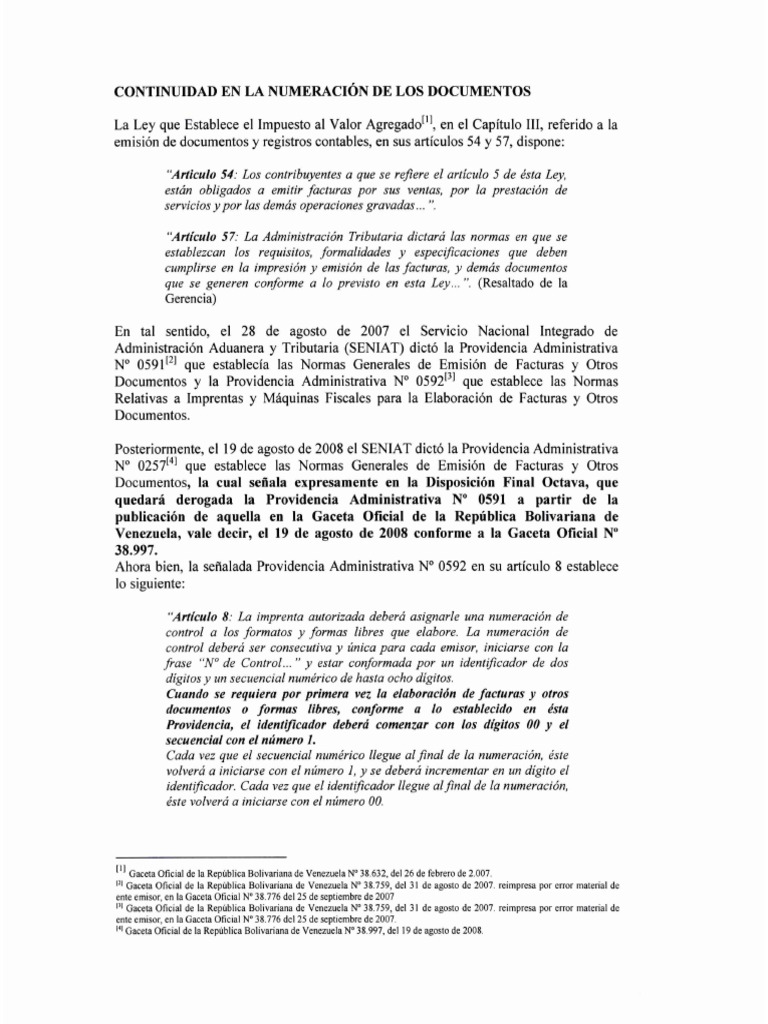 Continuidad en La Numeración de Los Documentos. | PDF