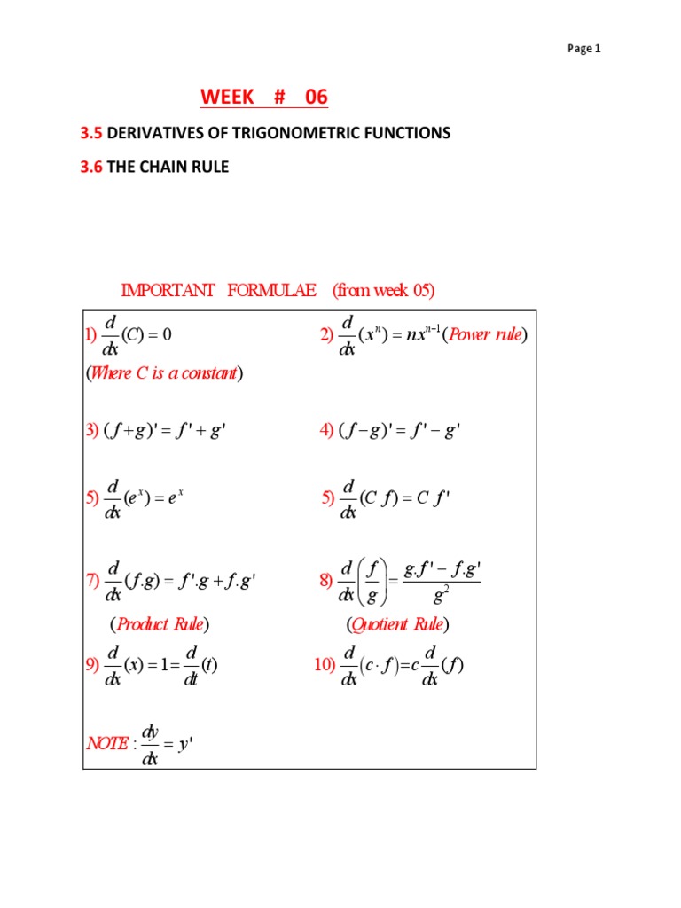 Handwritten Notes Week 6 | PDF | Trigonometric Functions | Mathematical ...
