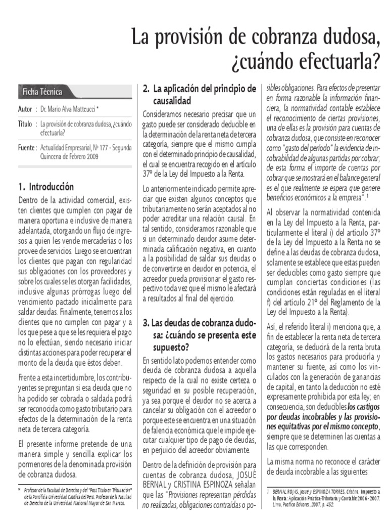 Cobranza Dudosa | PDF | Pagos | Impuestos