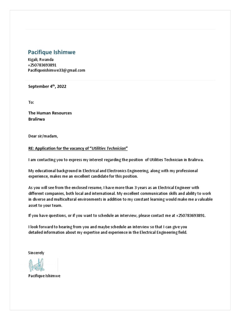 Cover Letter Paccy-1 | PDF