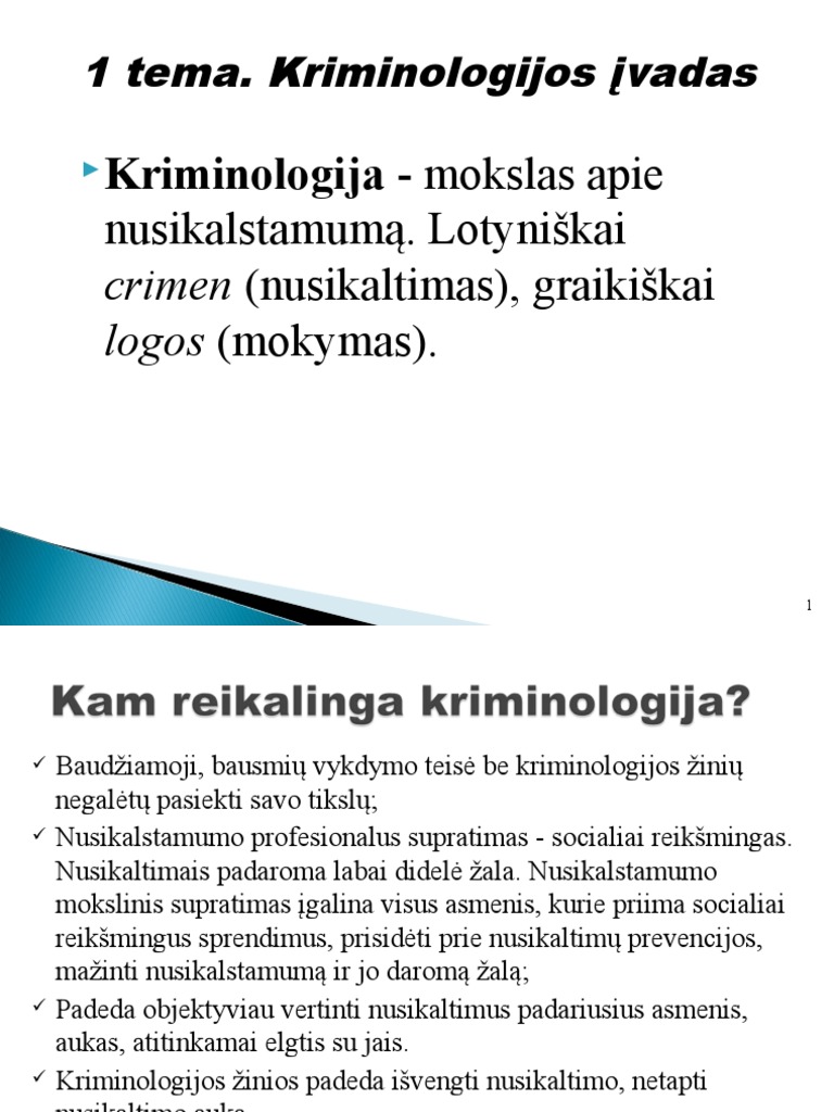 1 Tema - Kriminologijos Ivadas | PDF