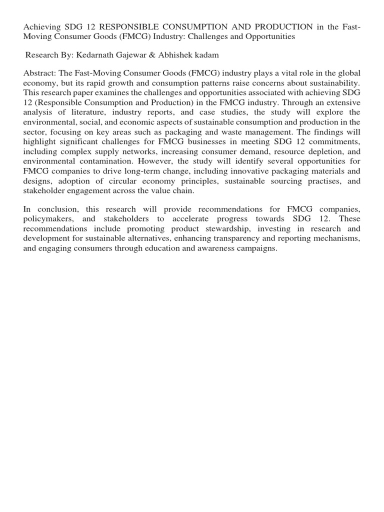 Reserch On SDG 12 | PDF | Business