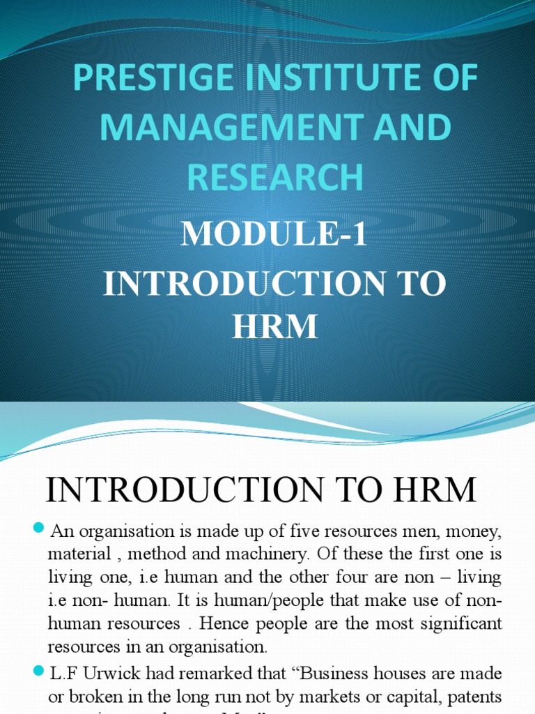 HRM Module - 1 | PDF | Human Resources | Employment
