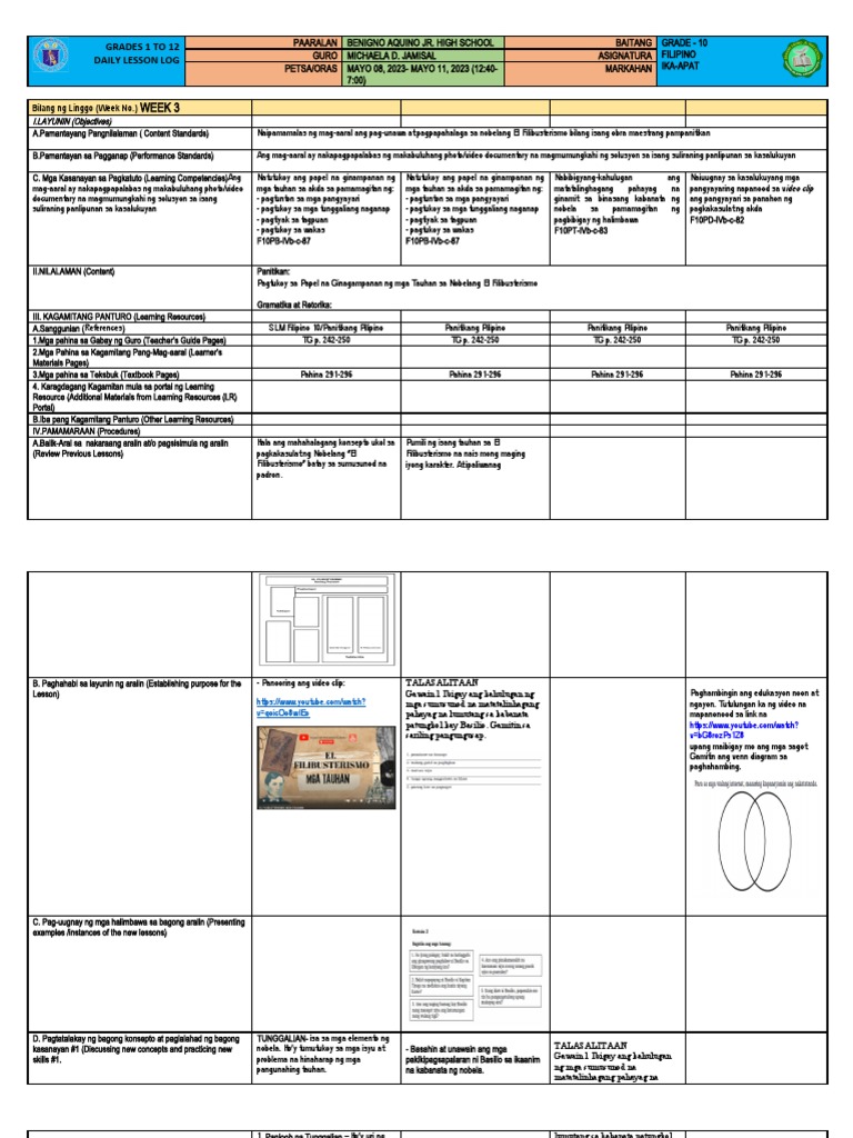 Fil 10 DLL Q3 Week 3 | PDF