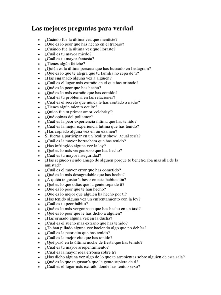 Las Mejores Preguntas para Verdad | PDF