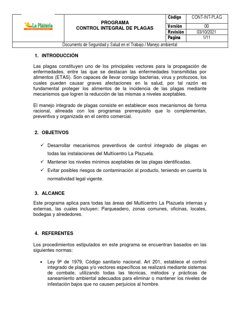 Programa Control Integral de Plagas V_1 | PDF | Pesticida | Insectos