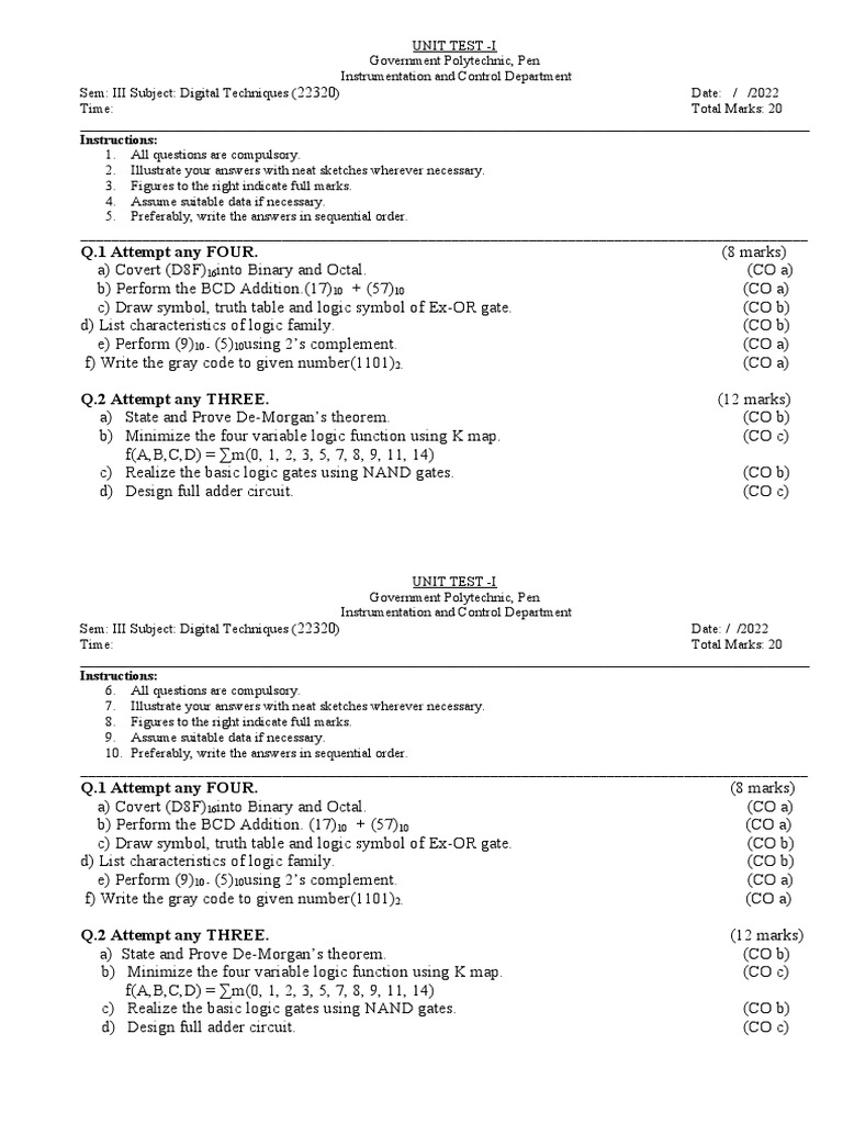 Dte Ut Paper Pdf Logic Gate Boolean Algebra