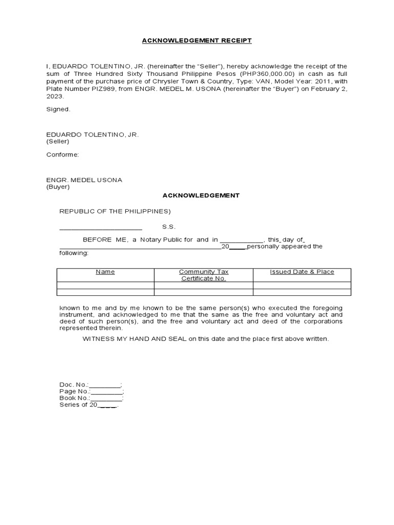 Acknowledgement Receipt | PDF