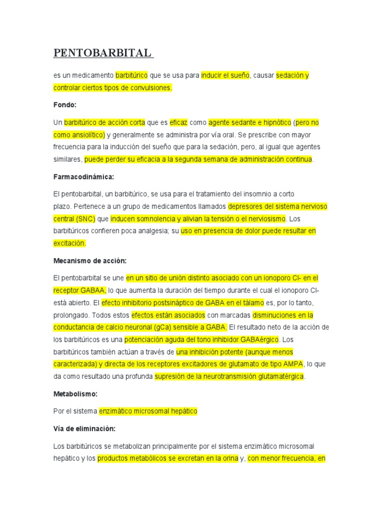 PENTOBARBITAL | PDF | Acetilcolina | Drogas