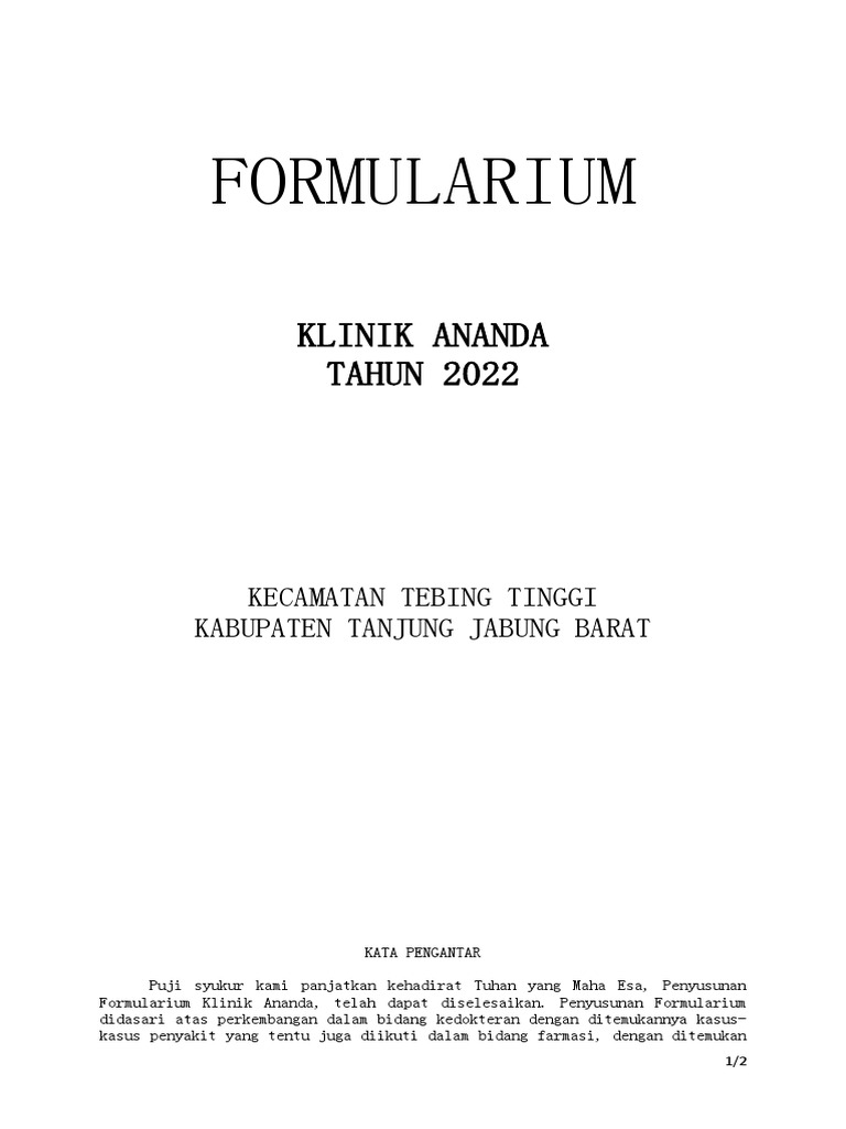 Formularium Klinik Ananda | PDF