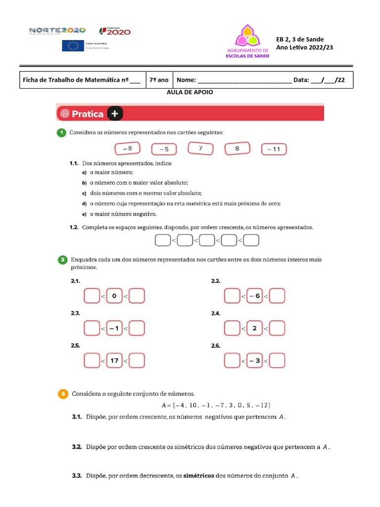 Números Simétricos e Valor Absoluto | PDF