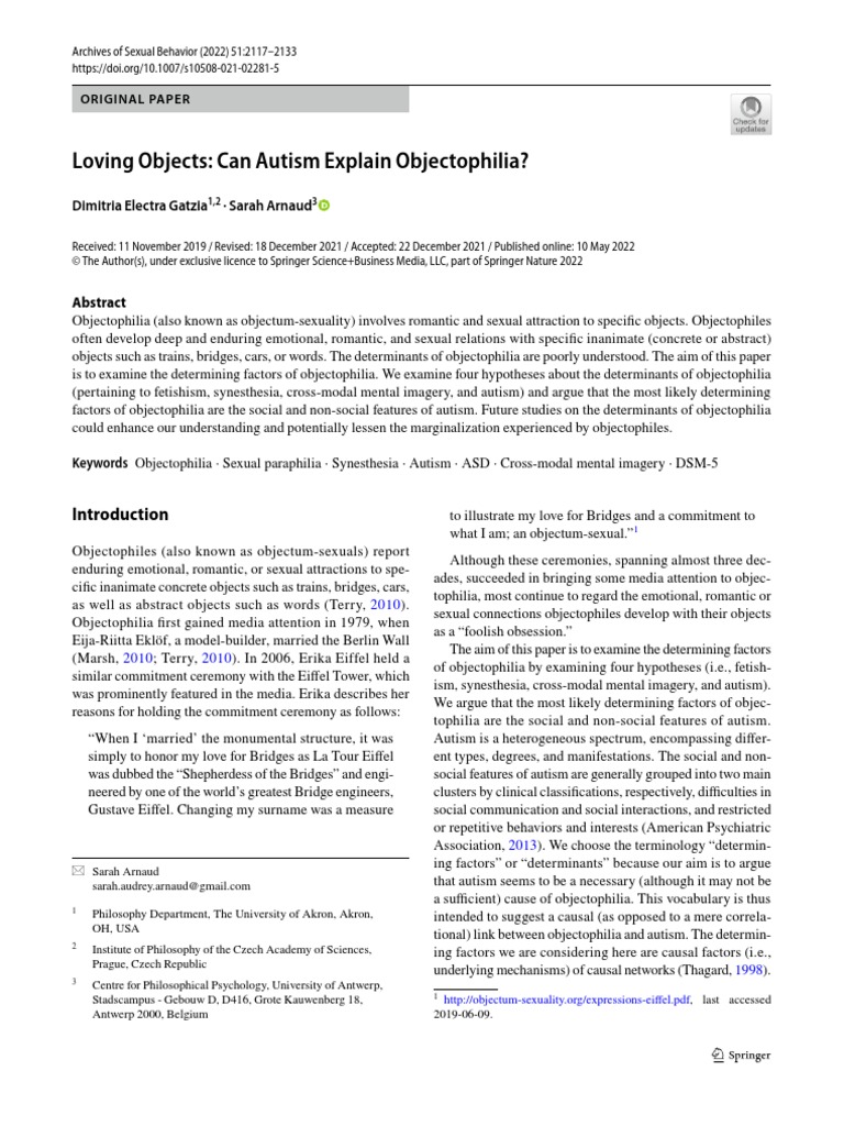 Loving Objects: Can Autism Explain Objectophilia? | PDF | Sexual ...