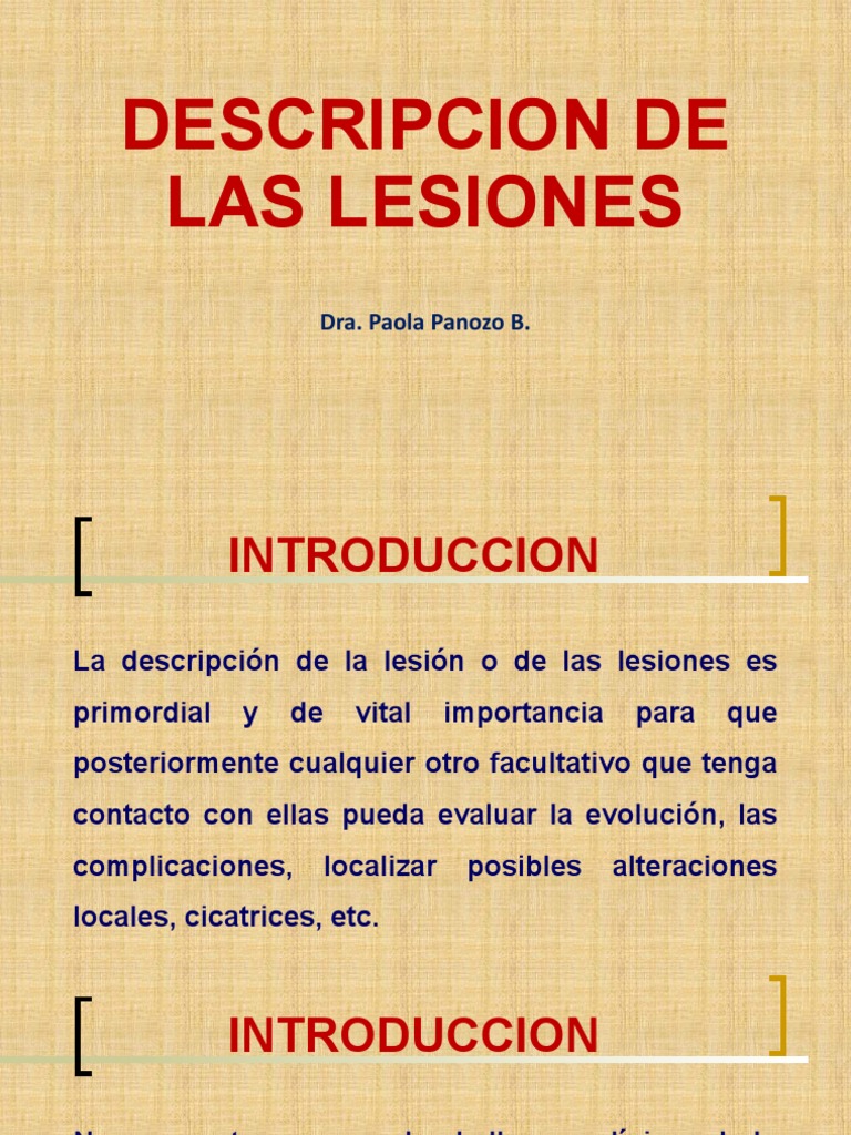 Descripcion de Las Lesiones | PDF