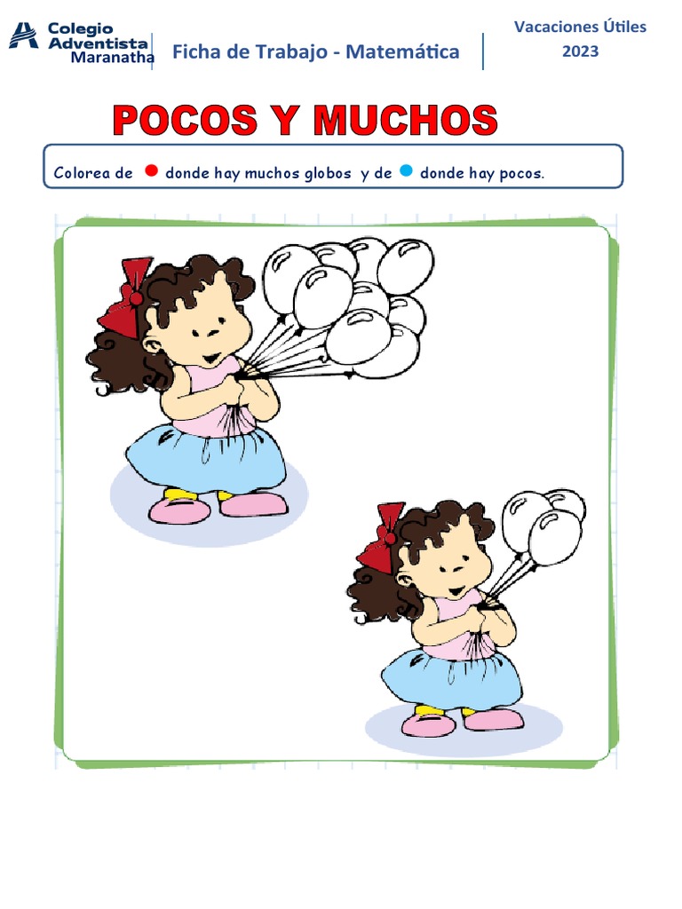 Pocos y Muchos para Ninos de 5 Anos | PDF