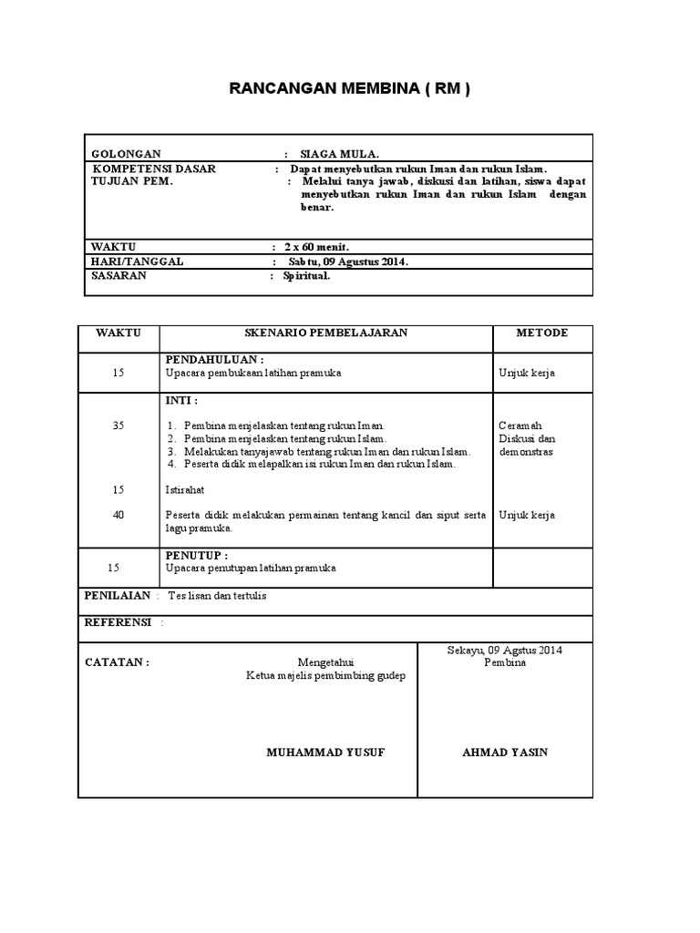 CONTOH Rencana Membina Pramuka | PDF