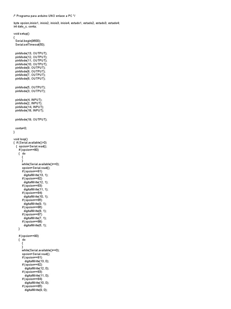 Programa Para Arduino Uno Enlace A Pc Pdf Desarrollo De Software 