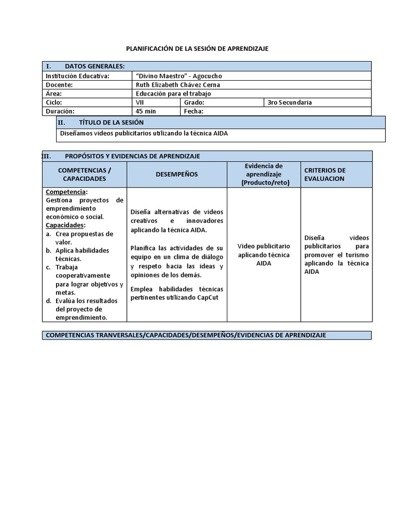 Sesión Ruth Chávez Cerna | PDF | Evaluación | Aprendizaje