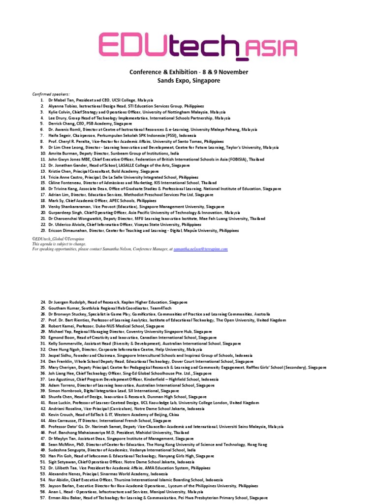 EDUtech Asia 2023 - Conference Preliminary Agenda - 15-Jun | Download Free PDF | Educational ...