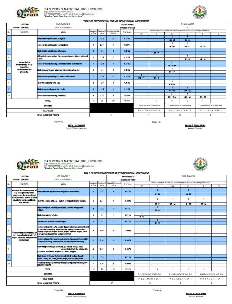 THREE WAY TOS - 3rd Quarter | PDF | Line (Geometry) | Angle