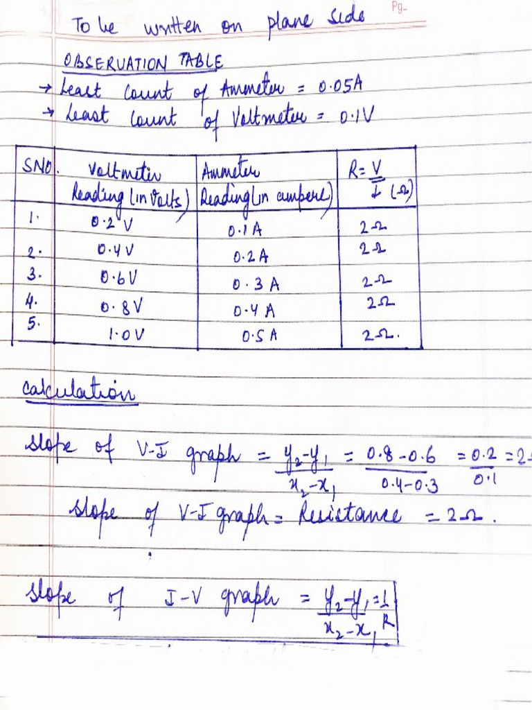 Ohm's Law - Practical File | PDF