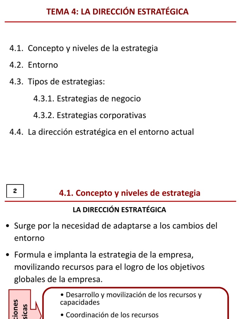 Tema 4 - Direccion Estrategica | PDF | Exportaciones | Gestión estratégica