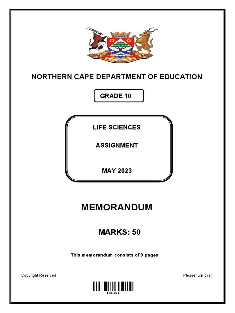 Grade 10 Assignment Memo 2023 Pdf Plant Physiology Plant Morphology 