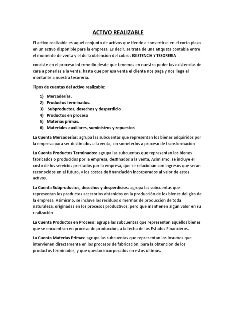 Activo Realizable | PDF