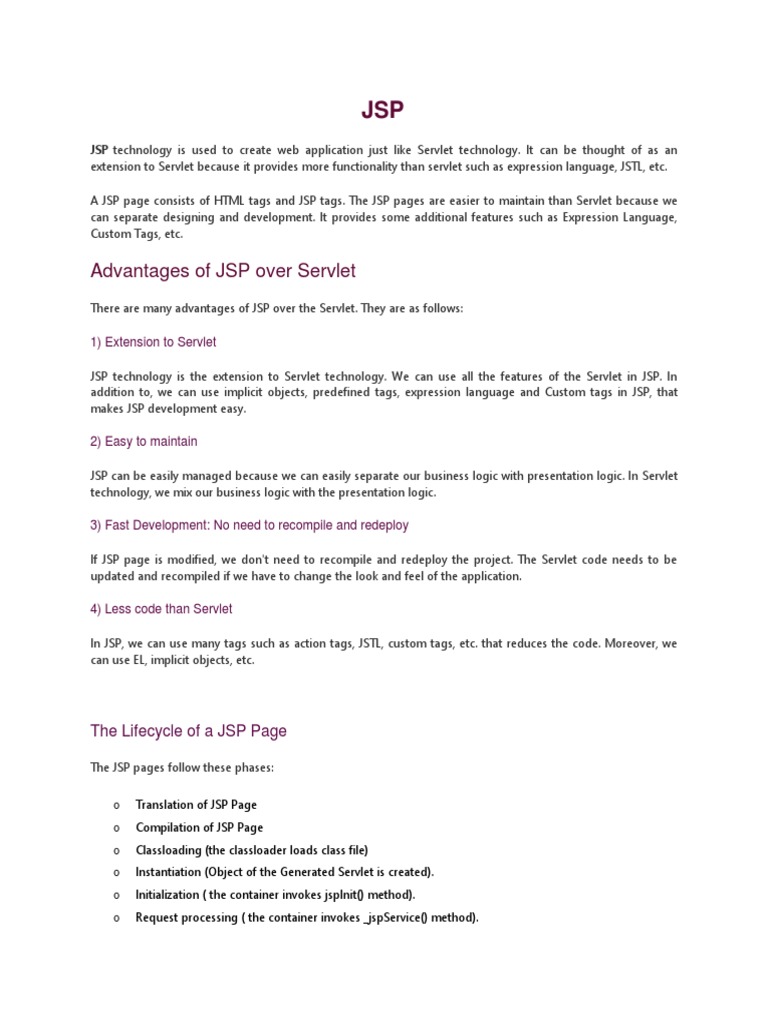 JSP Note by Advance Java | PDF | Software Engineering | Computer ... JSP Note by Advance Java | PDF | Software Engineering | Computer ...