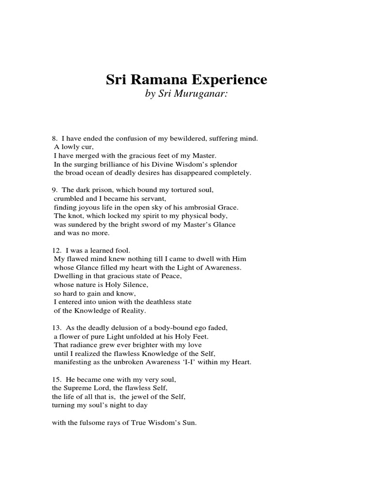 sri-ramana-experience-muruganar | PDF | Ātman (Hinduism) | Christian ...