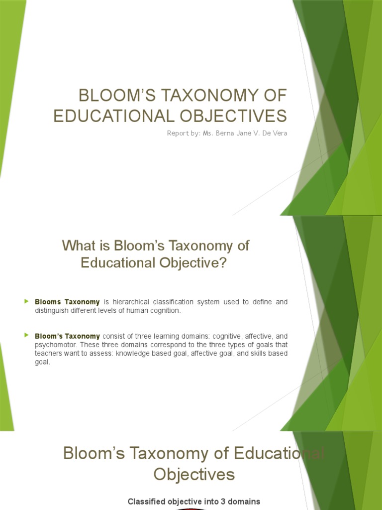 Bloom's Taxonomy of Educational Objectives | Download Free PDF ...