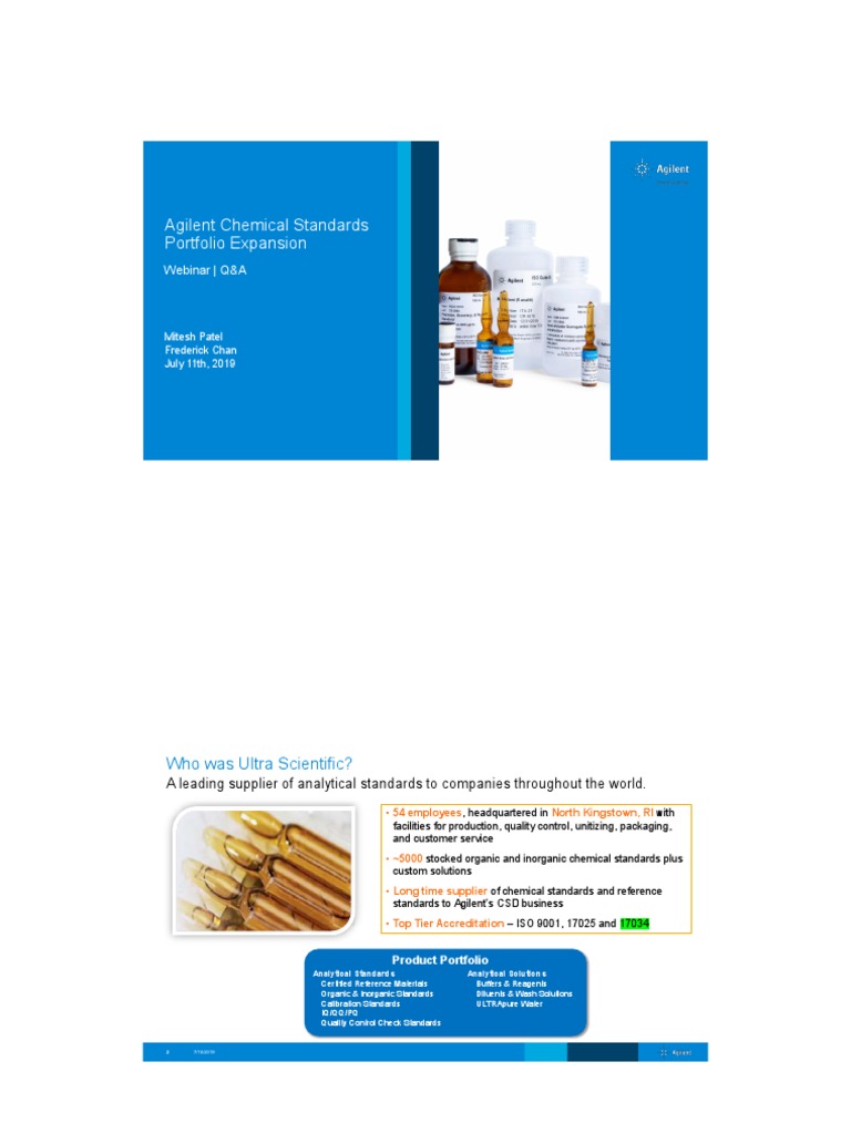 Agilent Chemical Standards Portfolio | PDF | Gas Chromatography | Chemistry