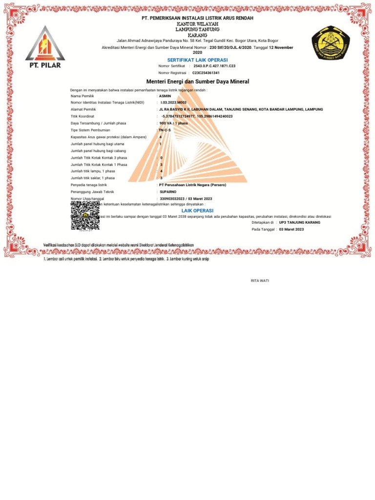 Contoh Surat Laik Operasi | PDF