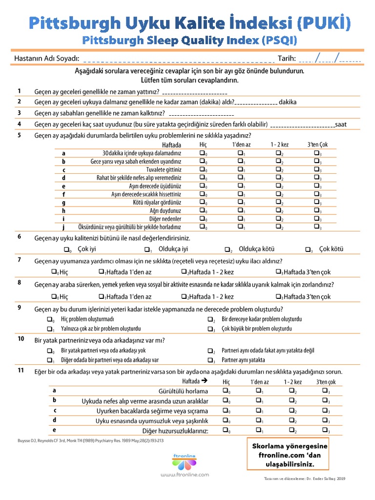 Pittsburgh - Uyku .Kalite - Indeksi.PUKI .Ftronline | PDF
